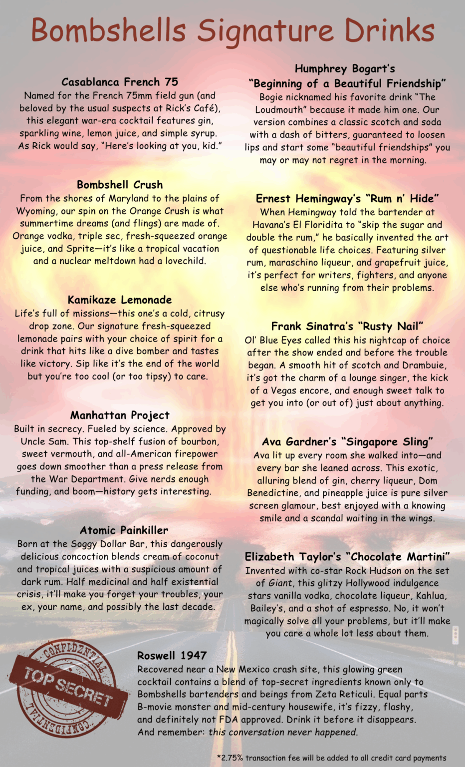 Menu - Bombshells American Cantina